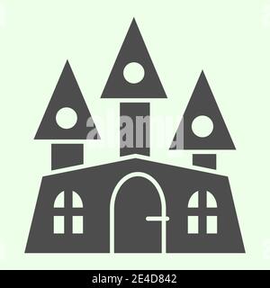 Haunted house line and solid icon. Halloween mystical gothic building ...