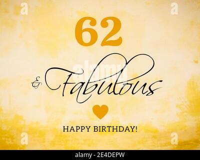 62nd birthday card wishes illustration Stock Photo - Alamy