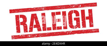 RALEIGH, text on red rectangle stamp sign Stock Photo - Alamy