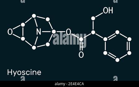 Hyoscine, scopolamine. L-Scopolamine molecule. It is natural plant ...