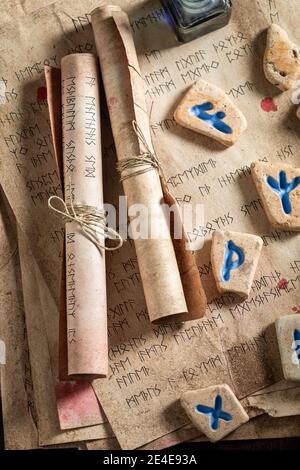 Original runic divination based on old and antique scrolls as mystical ...