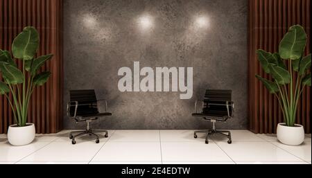 Loft scene office Desk standing in office. 3d rendering Stock Photo - Alamy