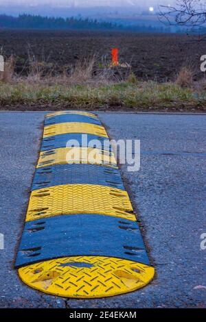 Small country road or street with blue sky background Stock Photo - Alamy