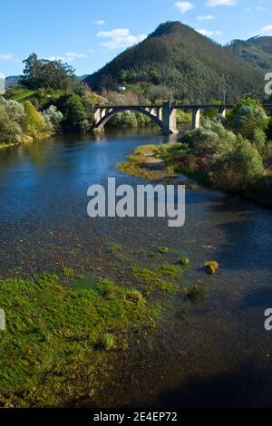 Río Nalón,,tramo bajo alrededor de Pravia, Asturias Stock Photo - Alamy