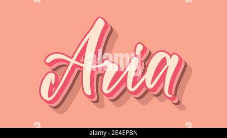Female name Aria. Handwritten lettering calligraphy Girl name. Vector ...