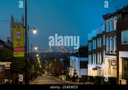 Gipsy Hill, Crystal Palace with the City of London in the distance ...