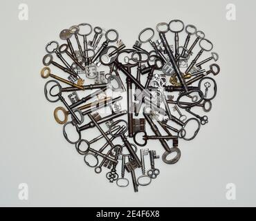 Abstract background made from skeleton key shaped bronze watches ...