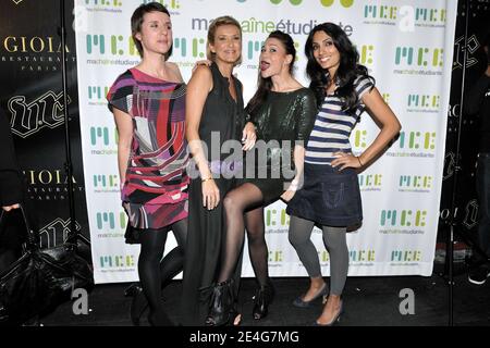 Isabelle Bres, Sandra Murugiah and unidentified presenters arriving to ...