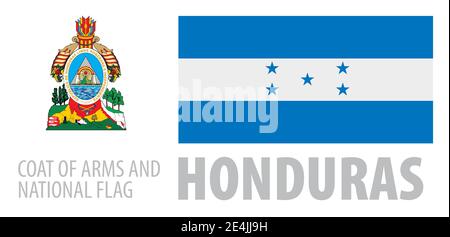 Honduras official national flag and coat of arms, central america ...