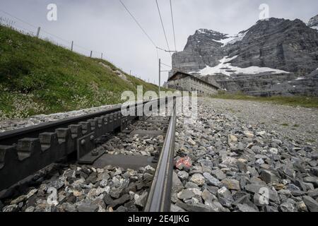 Close up detail of the Strub rack system teeth of the Bernese Oberland ...
