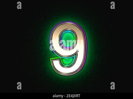 Grey metalline with colorful dichroic film outline and green backlight ...