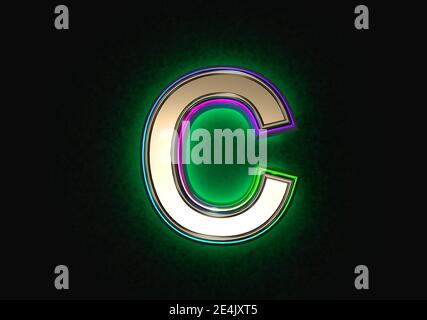 Grey metallic alphabet with green glossy glass made outline - letter W ...