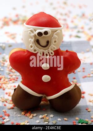 Chocolate christmas figures, sweet chocolate santa claus on white ...