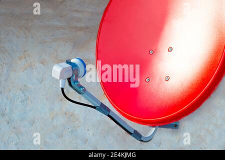 Installation and configuration of a satellite television a dish Stock ...