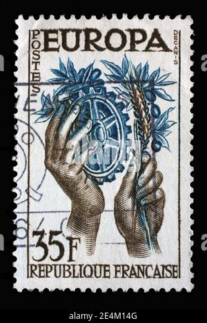 FRANCE - CIRCA 1957: a stamp printed in France shows Elysee Palace ...