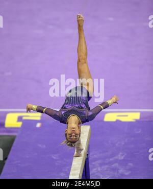 January 22, 2021: LSU's Bridget Dean competes on the balance beam ...