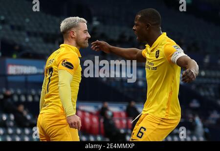 Marvin Bartley of Livingston celebrates scoring his team's first goal ...