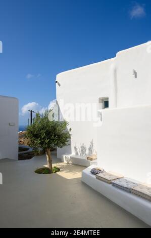 Chora, Ios Island, Greece- 22 September 2020: View of the old ...