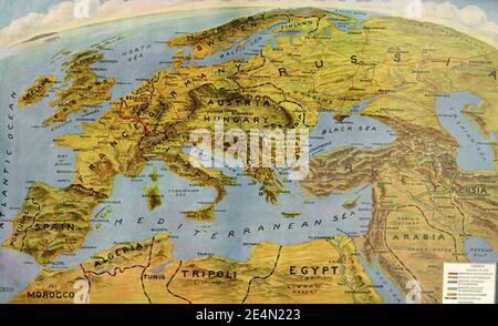 WESTERN FRONT MAIN BATTLE LINES. Vintage map. WW1 First World War Stock ...