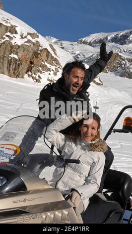 French actor Jose Garcia and his wife Isabelle Doval skiing during the ...