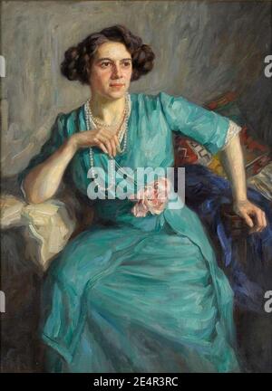 'Junge Dame in türkisem Gewand' by Max Brehmer is an oil painting ...