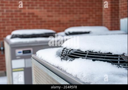 Air Conditioner Heat Exchanger Covered for Winter Stock Photo - Alamy