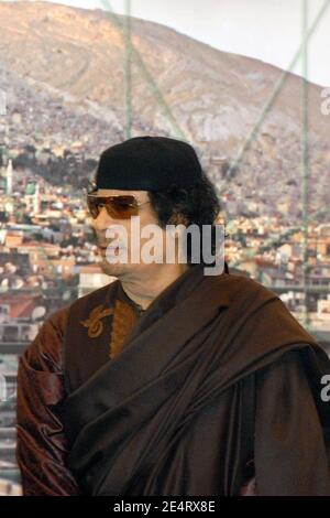 Libyan leader Muammar Gaddafi seen prior to a military parade organised ...