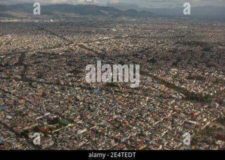 Mexico City, CDMX, Mexico, An aerial cityscape with Catedral ...
