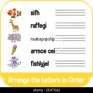 Arrange the letters in order with pictures illustration Stock Vector ...
