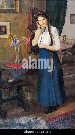 Max Schüler Junge Frau am Telefon Stock Photo - Alamy