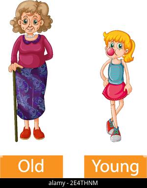 Opposite adjectives old and young Stock Vector Image & Art - Alamy
