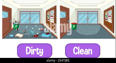 Opposite adjectives dirty and clean illustration Stock Vector Image ...