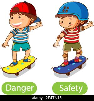 Opposite words with danger and safety illustration Stock Vector Image ...
