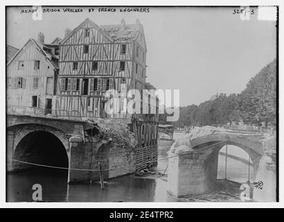 Meaux - Bridge wrecked by French Engineers, Photograph shows the Pont ...