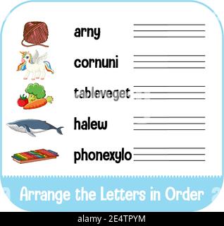 Arrange the letters in order with pictures illustration Stock Vector ...