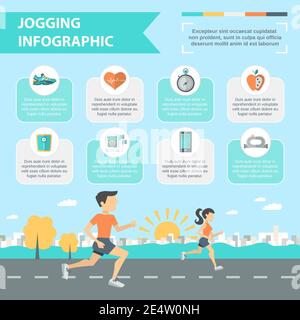 Sports infographics set with people training healthy physical activity ...