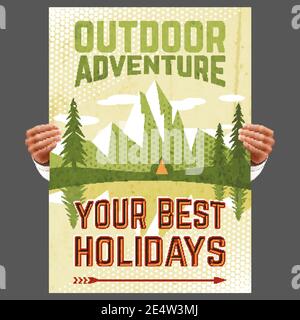 Adventure and hiking tours brochure template. Flyer, booklet, leaflet ...