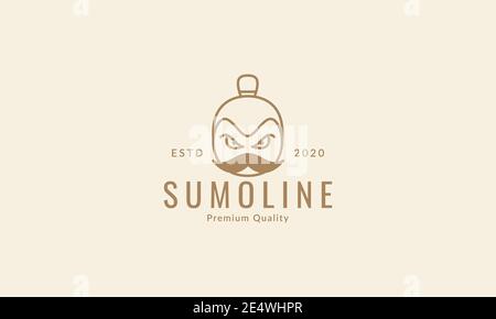 face sumo fat man angry sport badge vintage logo design vector icon ...