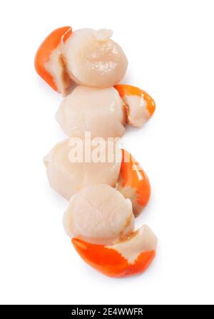 Close up shot of a raw scallop slice, ate at Los Angeles Stock Photo ...