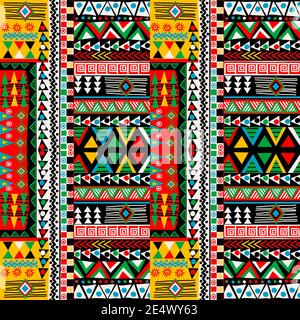 Colored african patchwork background with african motifs Stock Vector ...