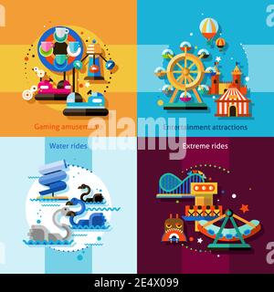 Amusement park infographics, family park rides and carousels, vector ...