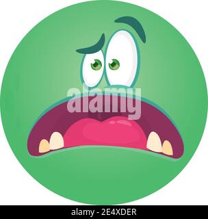 Shocked zombie face expression. Cartoon monster emoji isolated on white ...