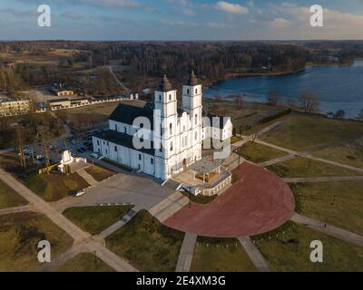 Aerial view of Aglona Roman Catholic Basilica of the Assumption of the ...