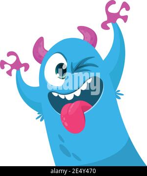 Funny cartoon monster blinking with one eye. Vector Halloween ...