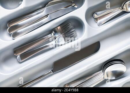 Set of different cutlery on whole background, close up Stock Photo - Alamy