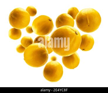 Yellow lemons in the shape of a heart on a white background Stock Photo ...