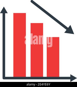 Chart with bars declining vector icon. Decrease sign icon. Finance graph symbol Stock Vector ...
