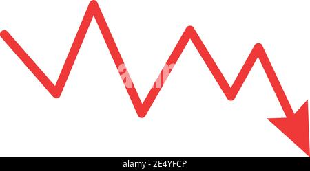 Negative trend. Declining graph, red arrow Vector illustration Stock ...