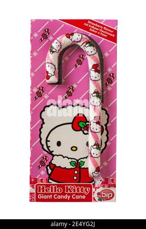 Hello Kitty Giant Candy Cane strawberry flavour isolated on white ...