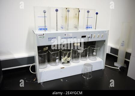 Workstation in a real science laboratory, quite messy. Including sample ...